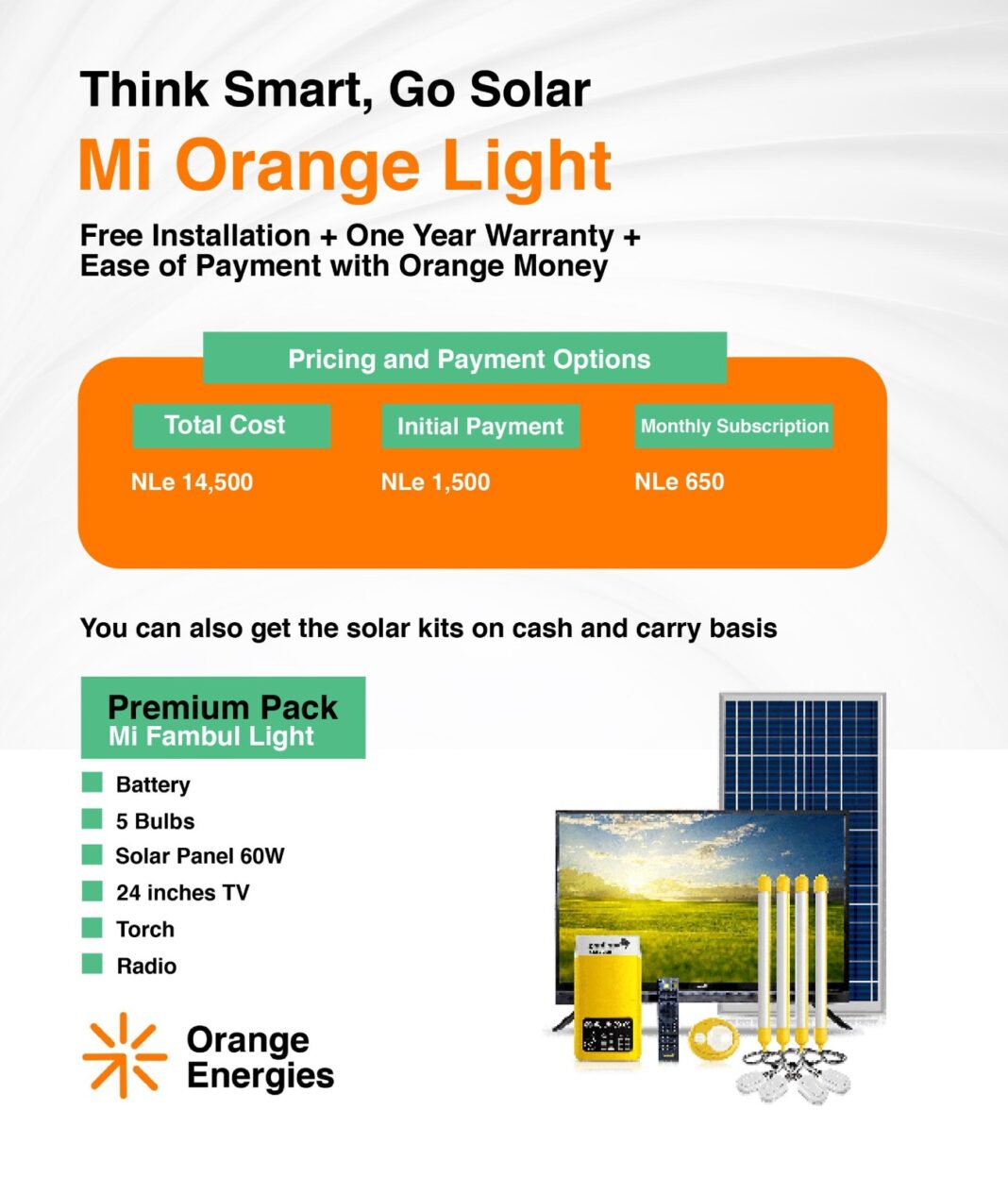 Orange Sierra Leone Launches ‘pay as you go’ Energy Solar kits | Night ...