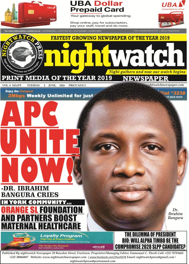 APC UNITE NOW! Dr. Ibrahim Bangura Cries | Night Watch Newspaper